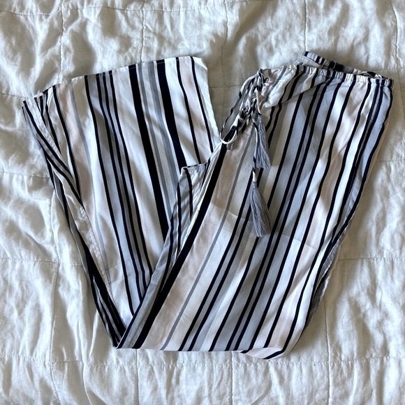 Indah | Pants & Jumpsuits | Indah Wide Leg Striped Beach Pant Lace Up ...